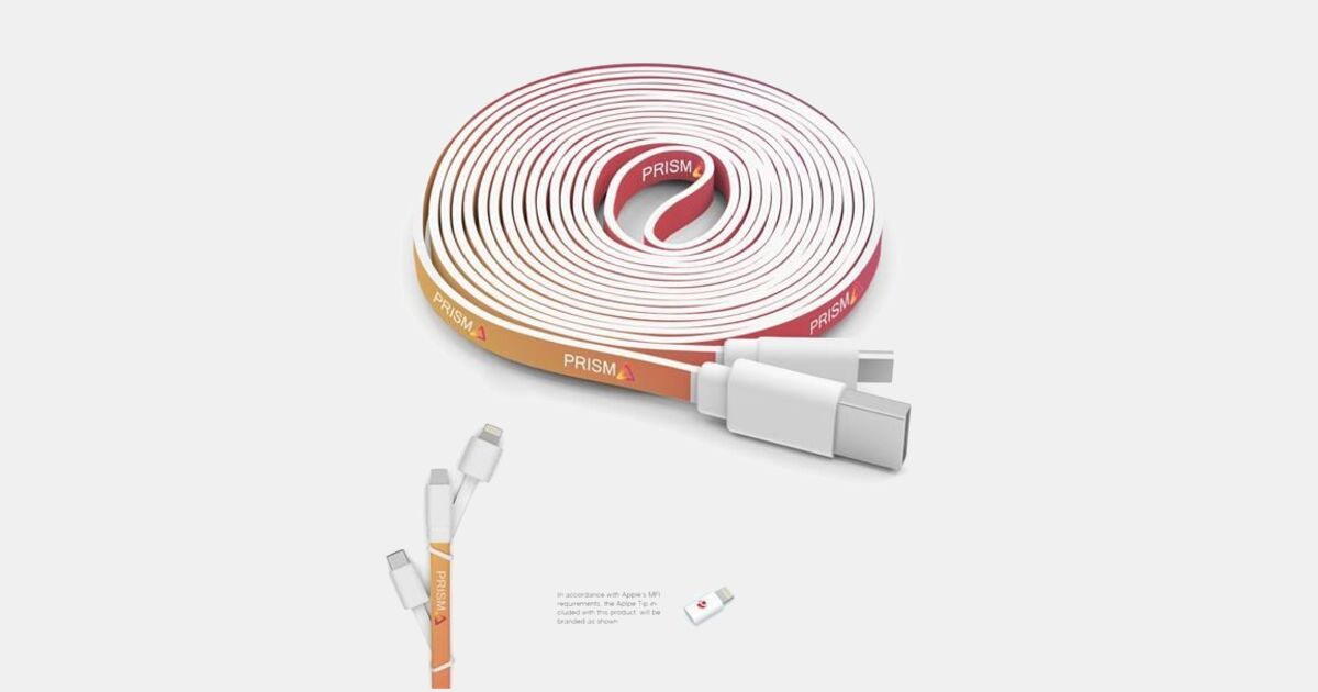 10 Foot Branded Triple Tip Cable with your logo | ImprintLogo.com