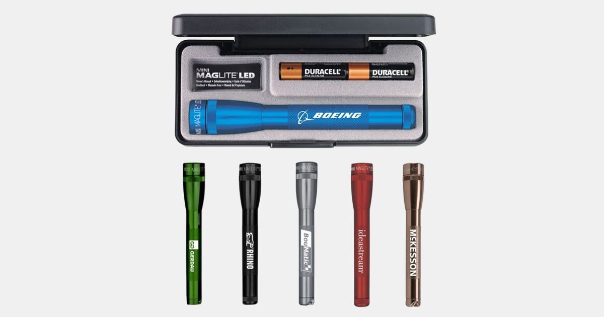Custom printed LED Mini Maglite 2AA with your logo | ImprintLogo.com