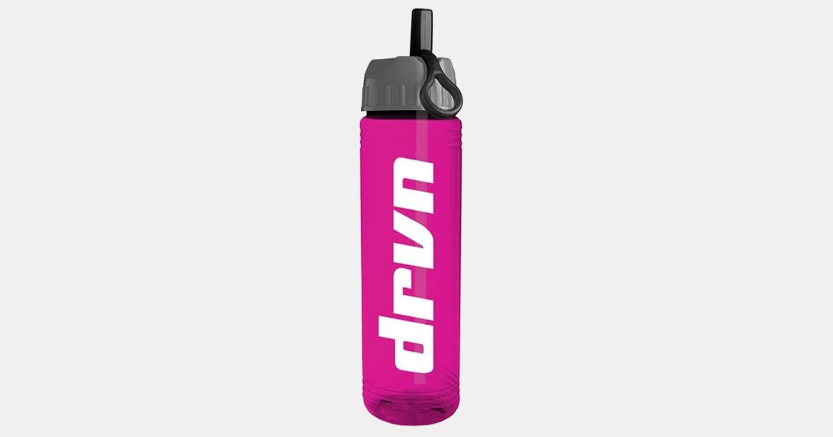 USA Made 24 Oz Slim Fit Water Bottle With Ring Straw Lid with your logo ...