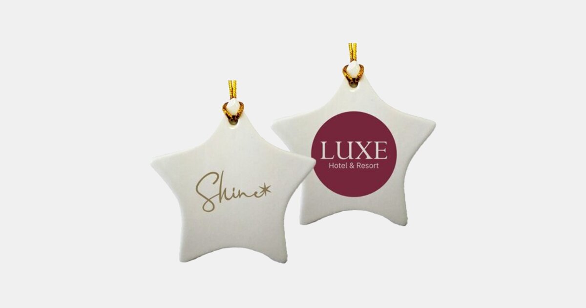 Custom Imprinted Ceramic Ornament - Star - 3" with your logo ...