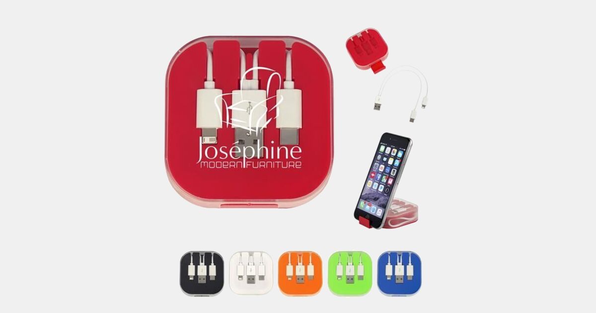 Custom Printed 3-In-1 Charge Cable With Phone Stand with your logo ...