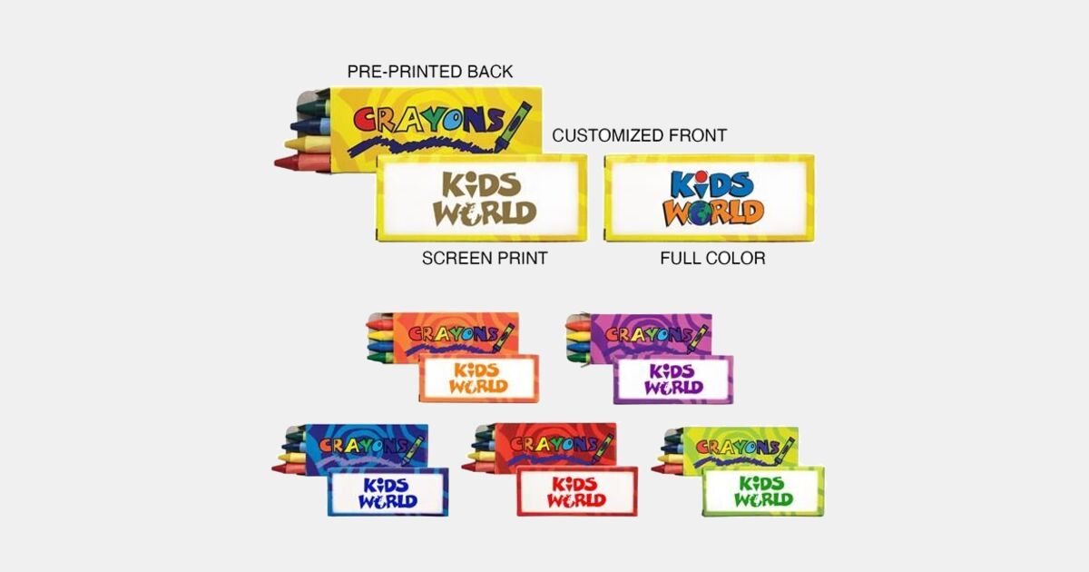 4 pk Crayons with your logo | ImprintLogo.com
