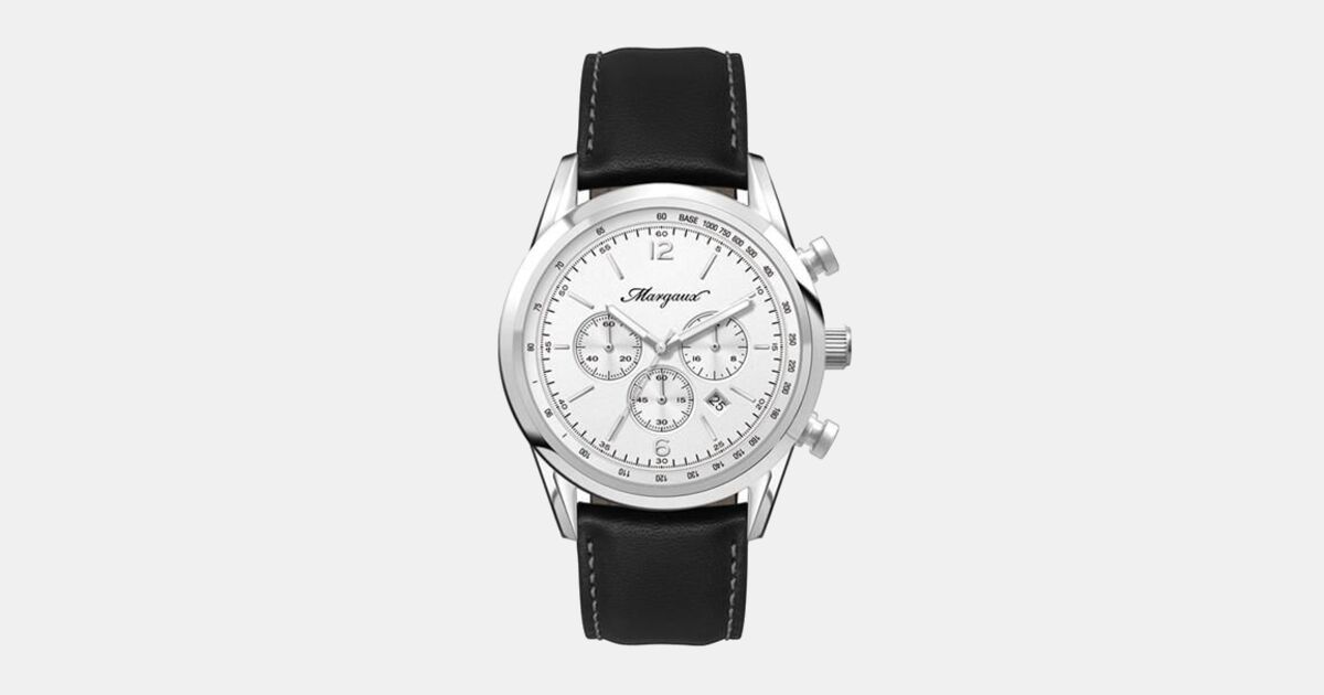 Custom printed Silver Watch Chronograph Movement Black Dial with your ...