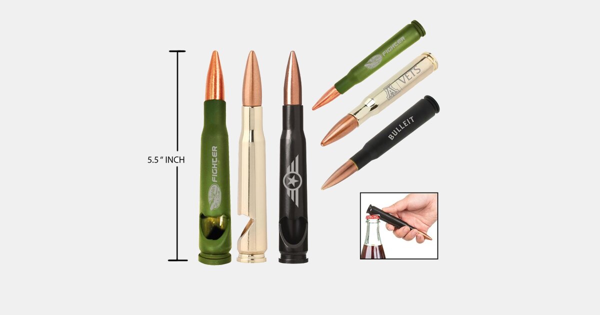 Promotional 50 Caliber Bullet Bottle Opener with your logo ...