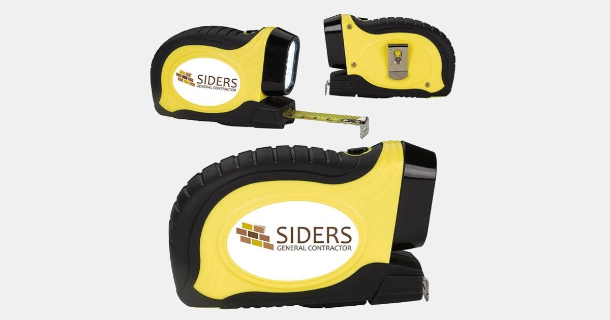 Custom Printed Tape Measure with LED Flashlight with your logo ...