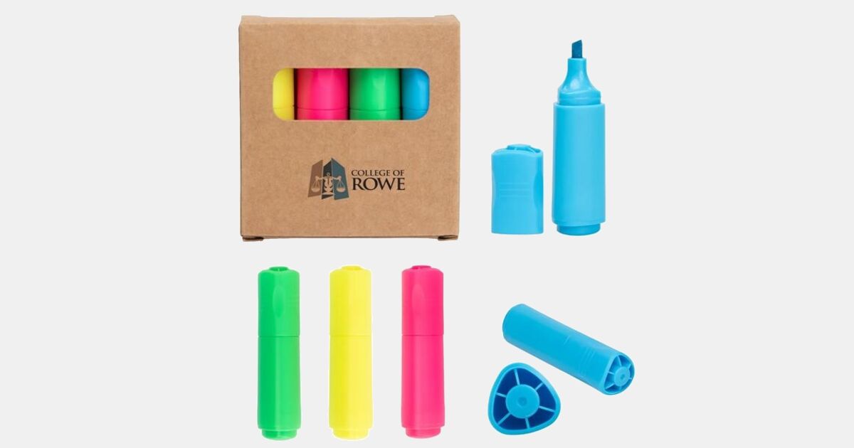 Custom Printed 4-In-1 Mini Highlighter Set with your logo | ImprintLogo.com