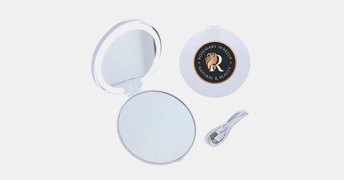 Custom Allure Rechargeable Dual Pocket Mirrors w/ 2 Light Modes with ...