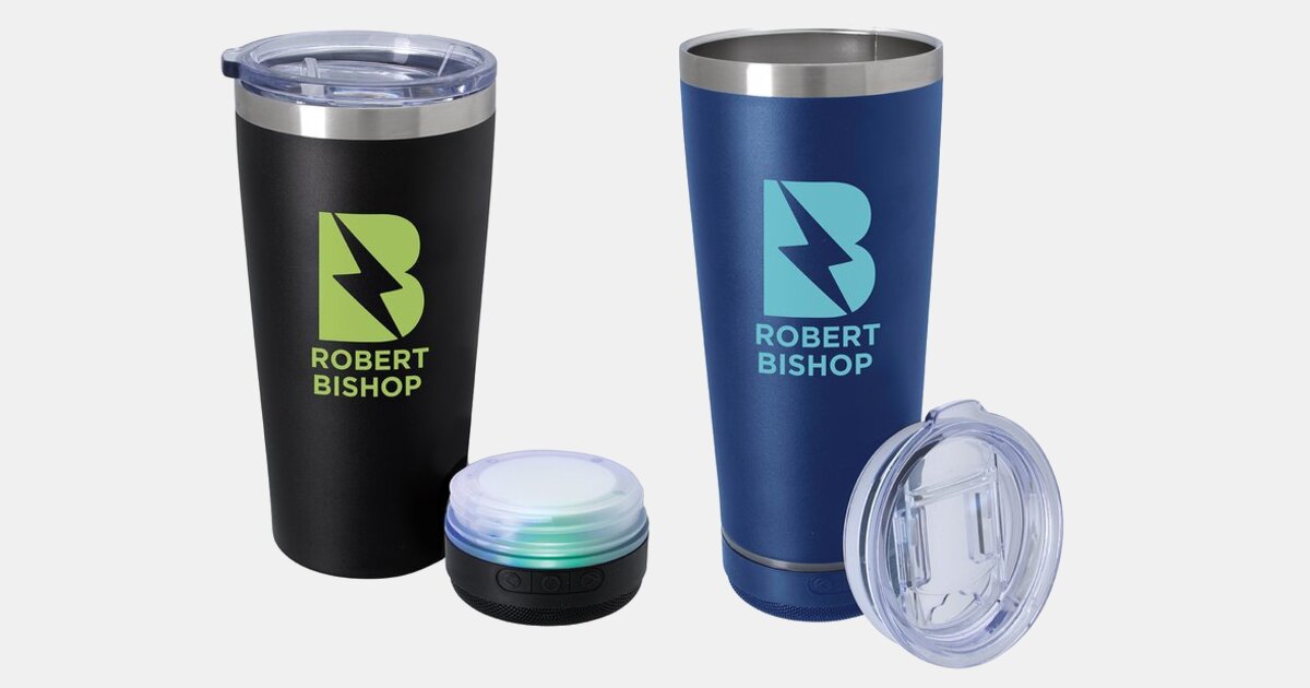 Custom Imprinted Tumbler with Wireless Speaker 20 Oz with your logo ...