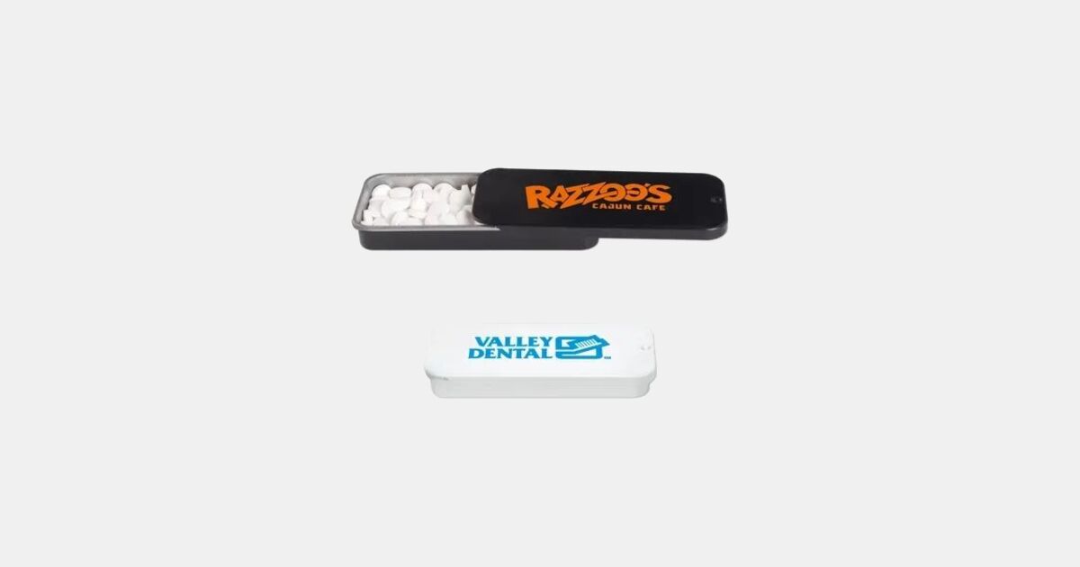 Custom Printed Slider Mint Tin with your logo | ImprintLogo.com