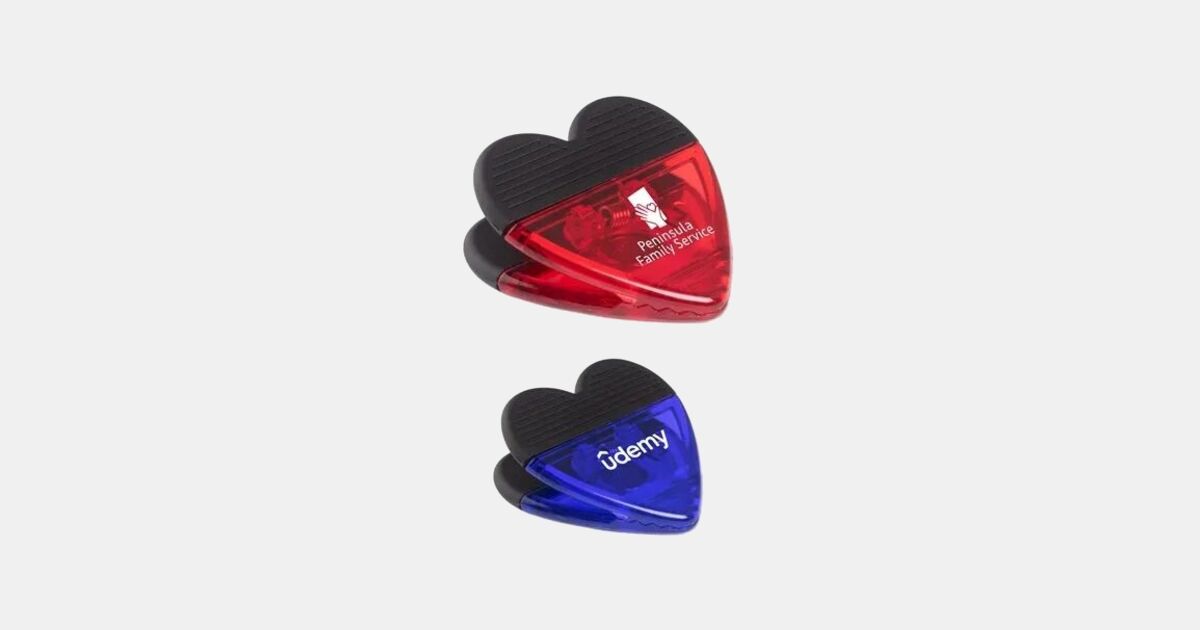 Custom Printed Heart Shaped Clip with your logo | ImprintLogo.com