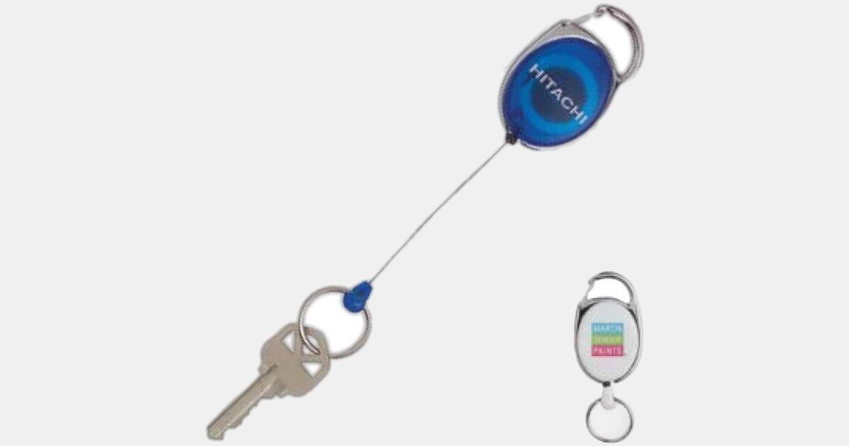 Custom Printed Retractable Key Ring with your logo | ImprintLogo.com