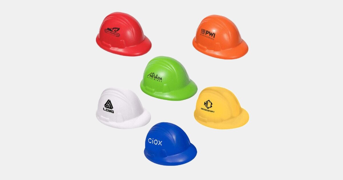 Custom Printed Hard Hat Stress Reliever with your logo | ImprintLogo.com