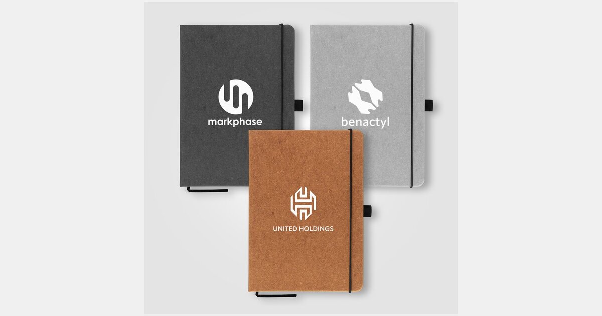 Custom Printed Carson Recycled PU Leather Notebook 5.8" x 8.3" with ...