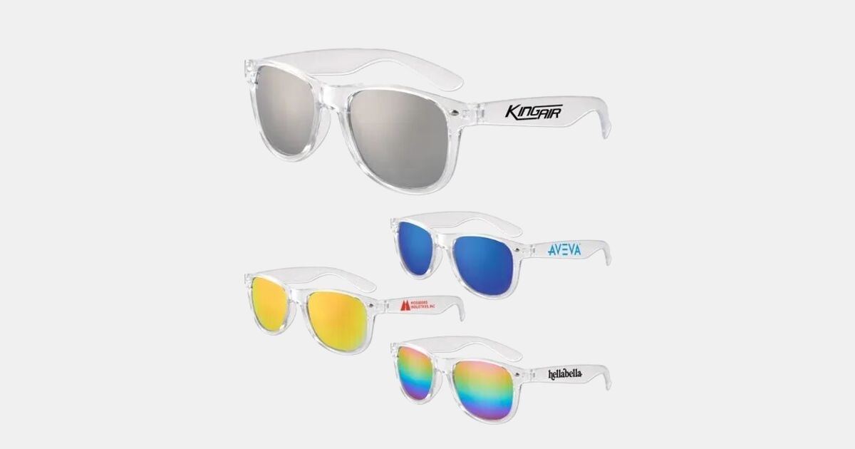 Custom Printed Clear Iconic Frame Mirror Lens Sunglasses with your logo ...
