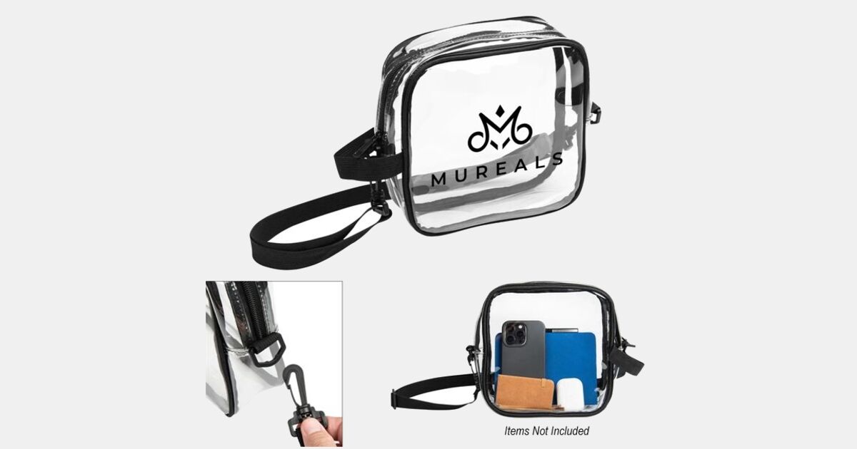 Custom Printed Clear Crossbody Bag with your logo | ImprintLogo.com