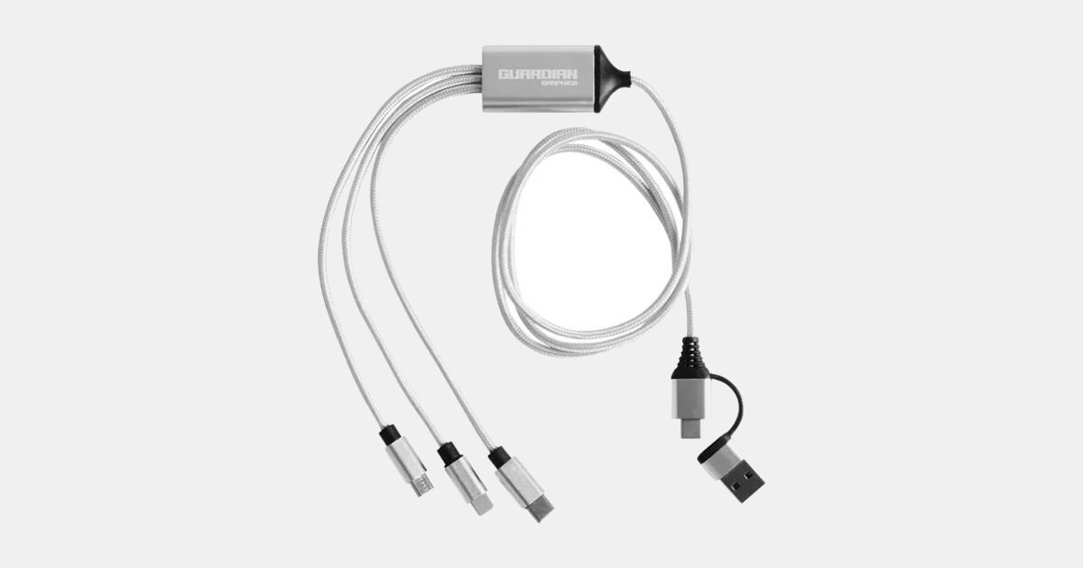 Laser Engraved 3-in-1 Charging Cable with Dual Input with your logo ...