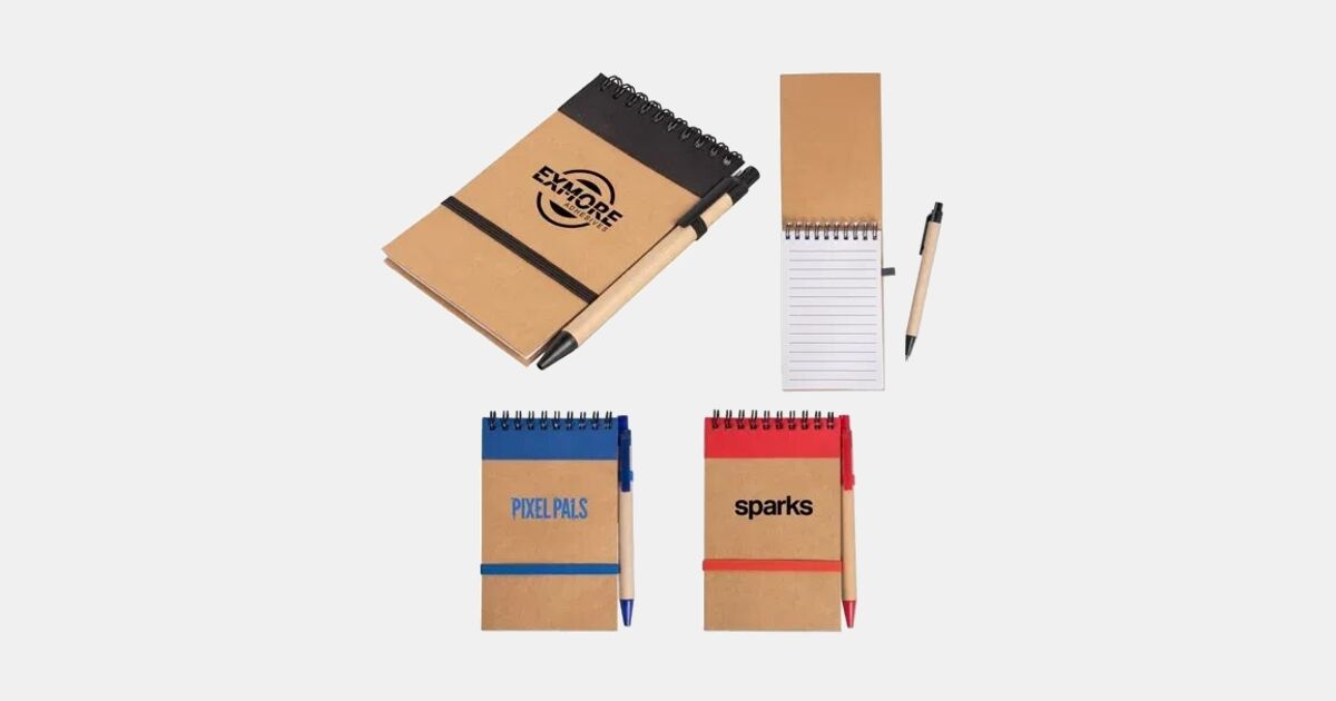 Custom Printed Kraft Jotter with Pen with your logo | ImprintLogo.com