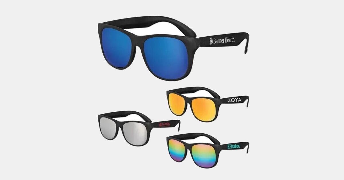Custom Printed Classic Black Frame Mirror Lens Sunglasses with your ...