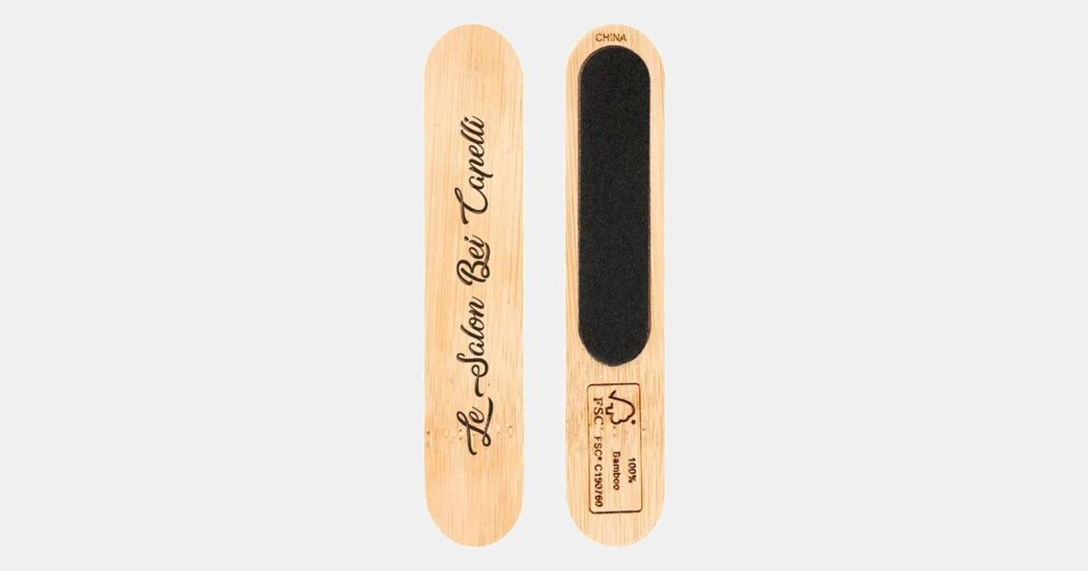 Custom Printed Bamboo Nail File with your logo | ImprintLogo.com