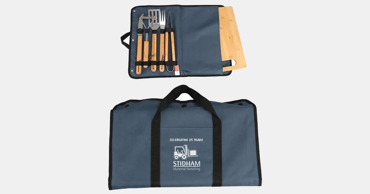 Custom Firepit 5-Piece BBQ Set with Cutting Board/Carrying Case with ...
