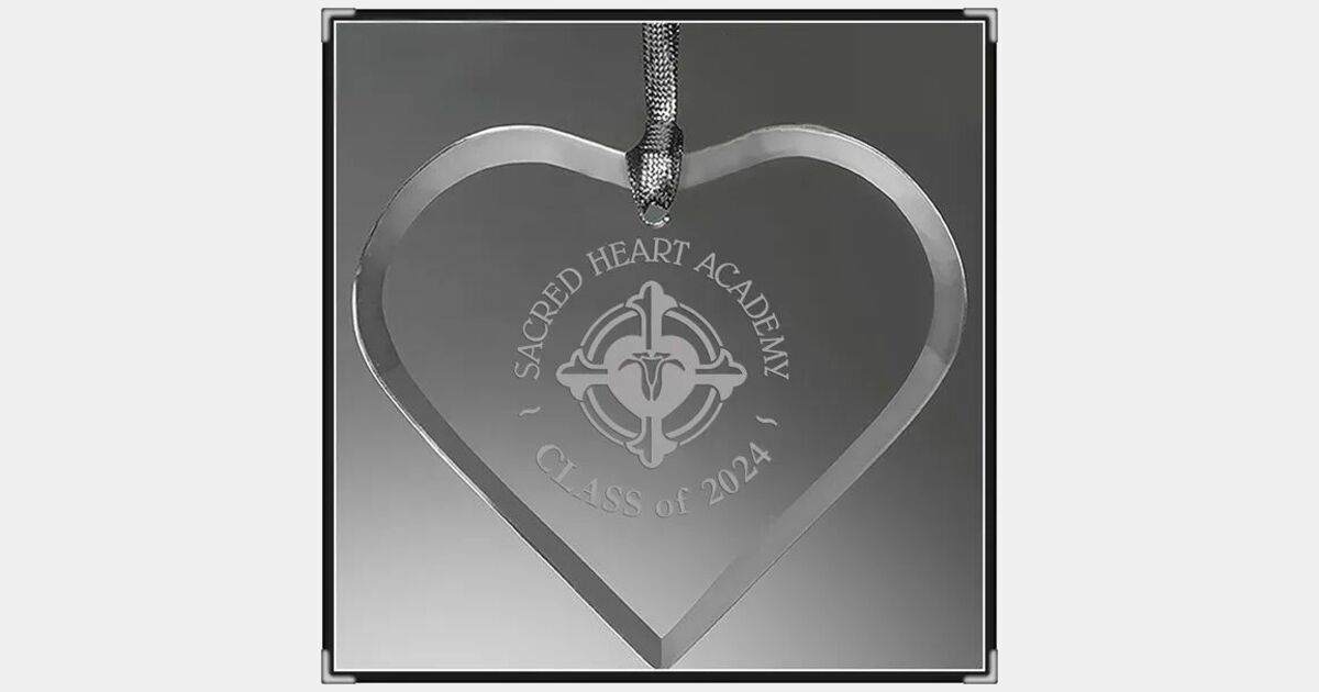 Custom Engraved Heart Shaped Crystal Glass Ornament with your logo ...