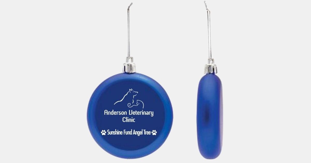 Custom Printed Blue Shatterproof Ornament with your logo | ImprintLogo.com