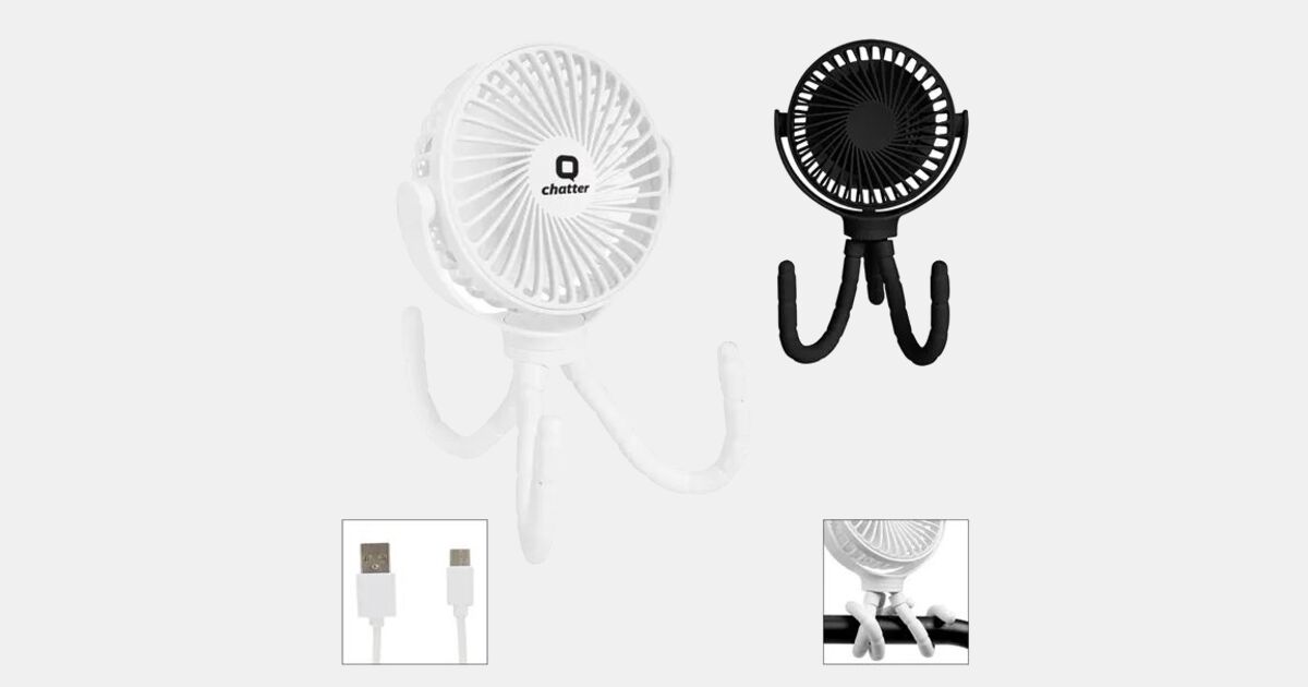 Custom Printed Portable Rechargeable Fan With Flexible Tripod with your ...