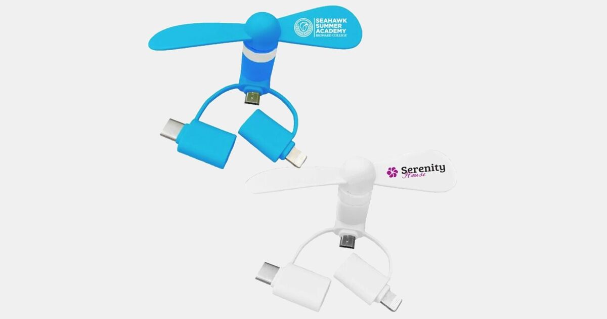 Custom Printed 3-IN-1 Portable Cell Phone Fan - UL Tested with your ...