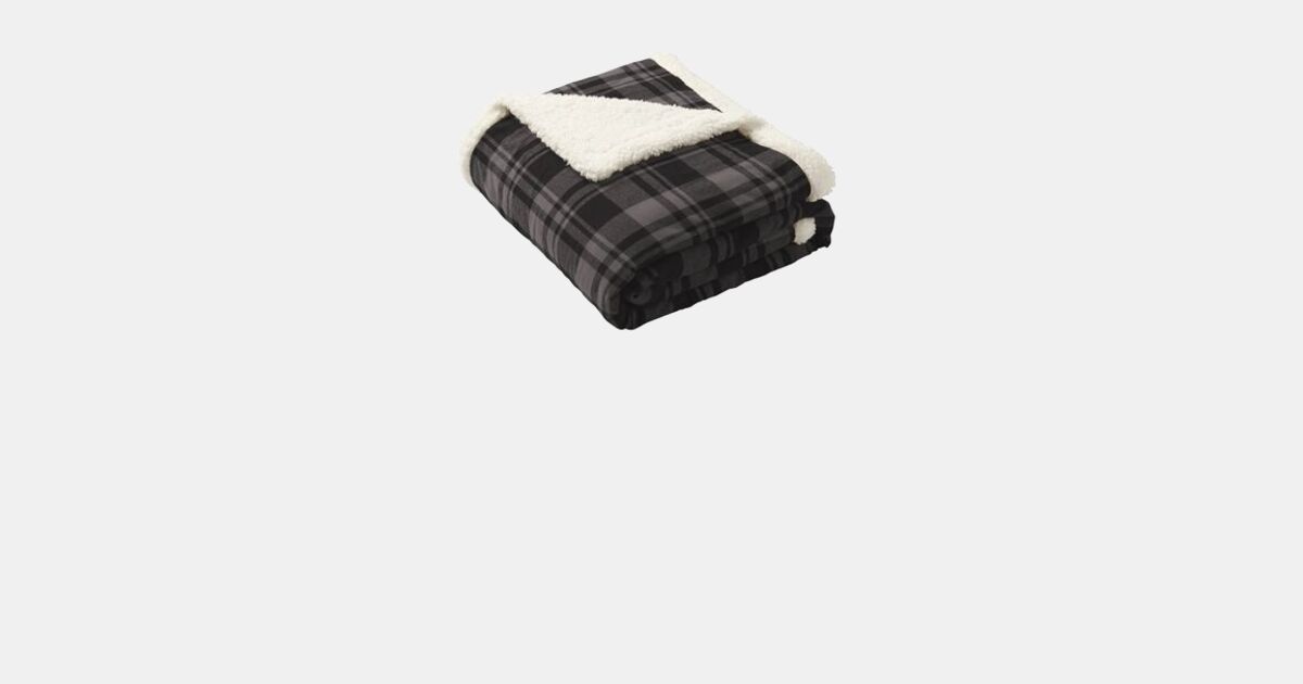 Custom Printed Port Authority Flannel Sherpa Blanket. with your logo ...