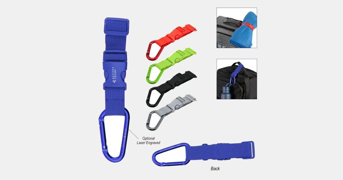 Custom Printed Adjustable Buckle Strap With Carabiner with your logo ...