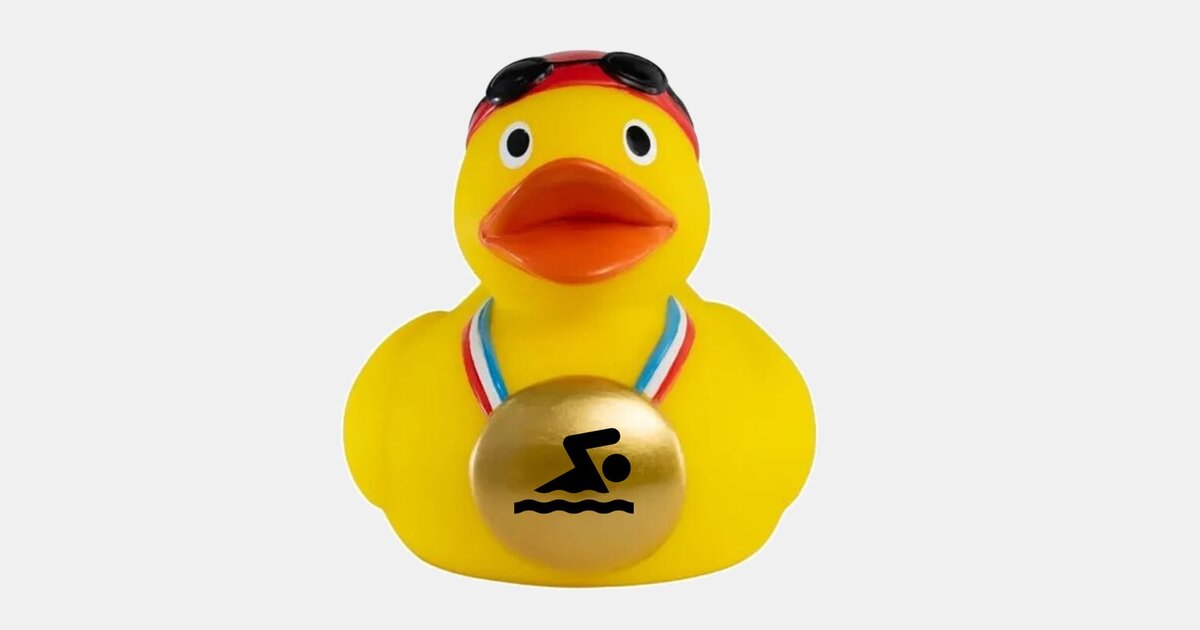 Custom Printed Gold Medal Duck with your logo | ImprintLogo.com