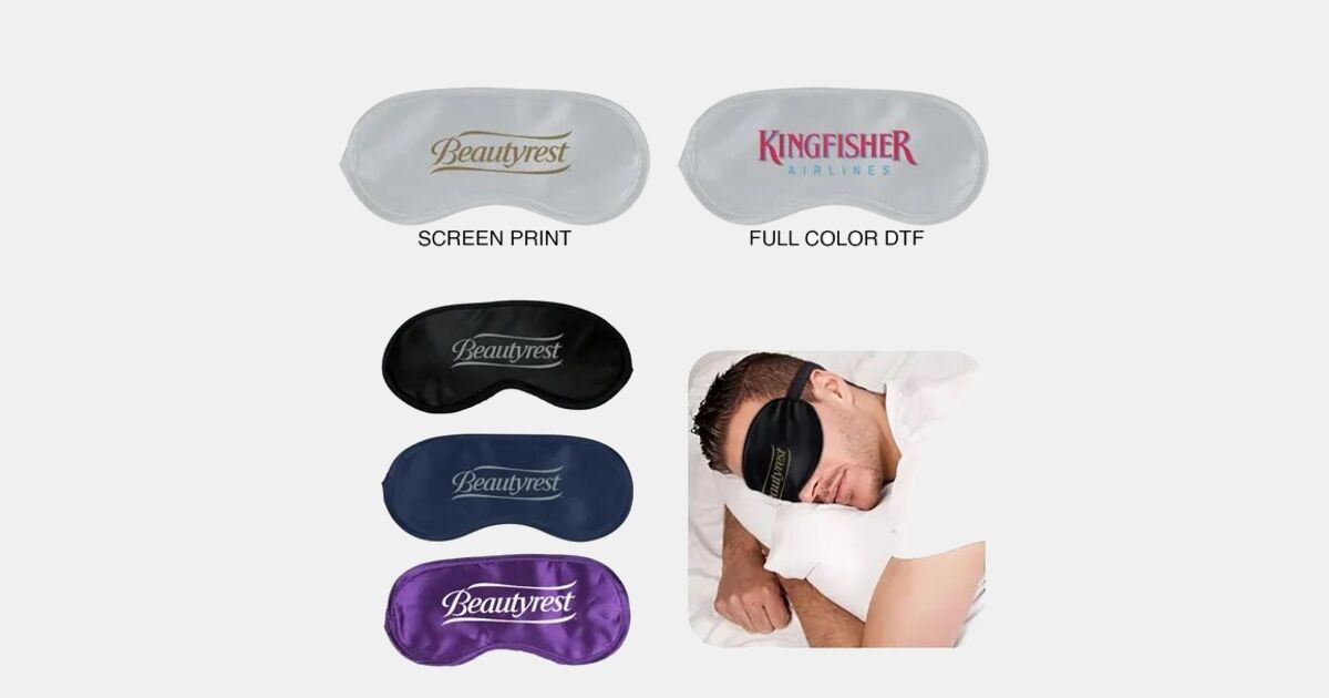 Custom Printed Satin Eye Mask with your logo | ImprintLogo.com