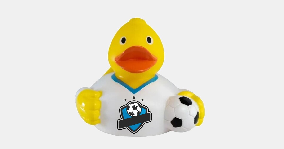 Custom Printed Soccer Duck with your logo | ImprintLogo.com