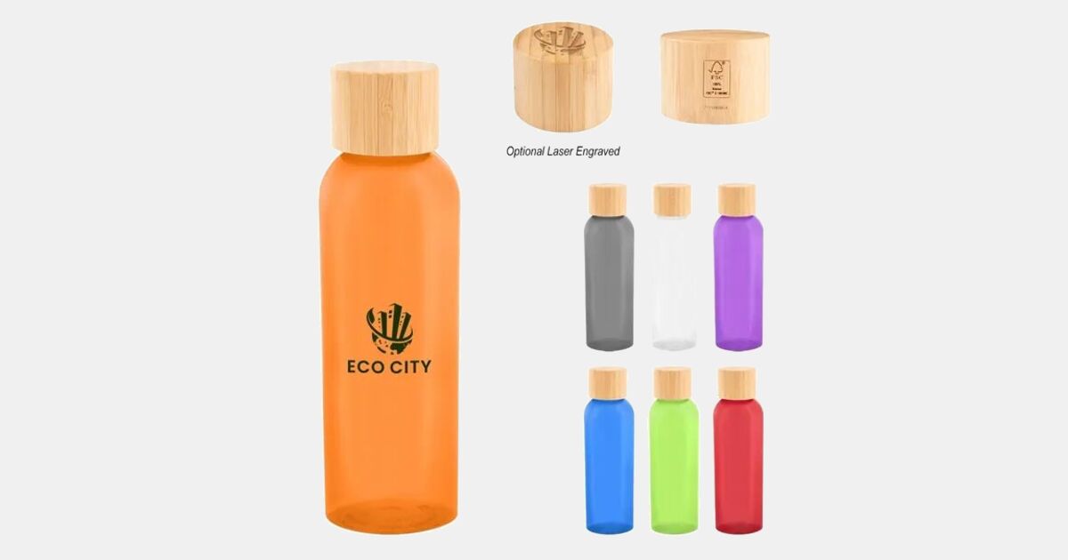 Custom Printed Kelly rPET Bottle With Bamboo Lid 20 oz. with your logo ...