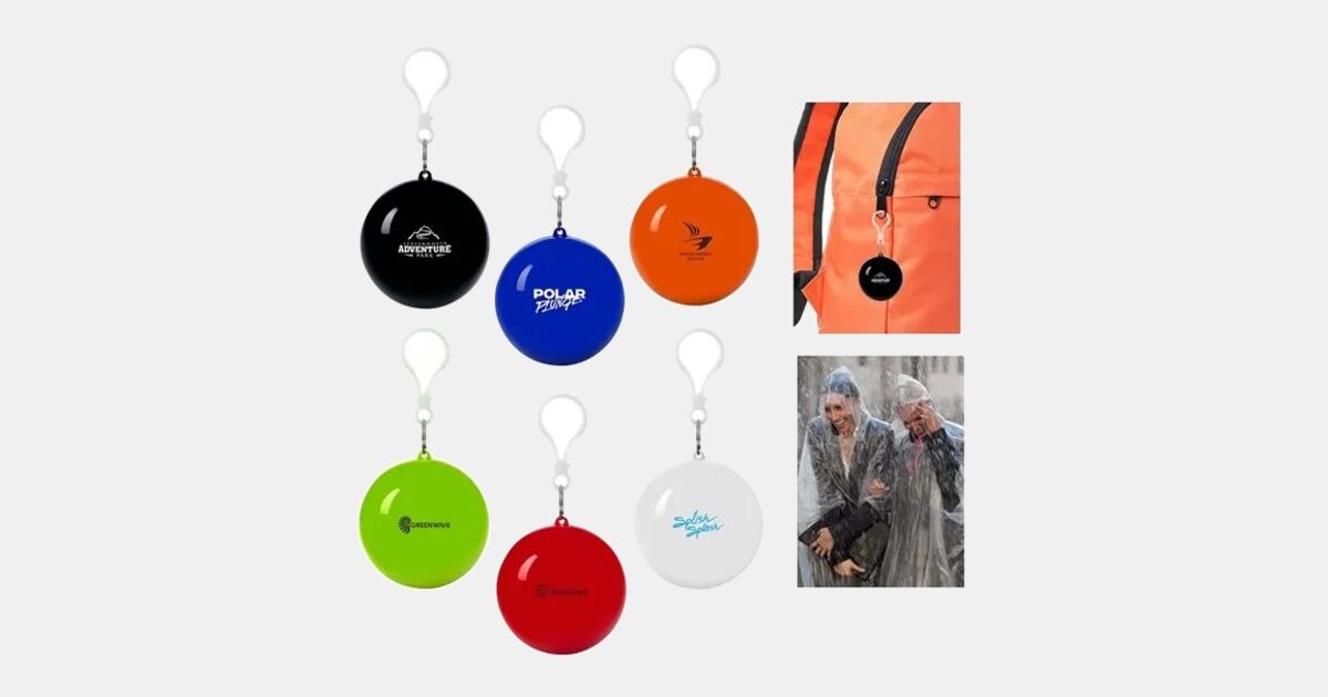 Custom Printed Poncho Ball Keychain with your logo | ImprintLogo.com
