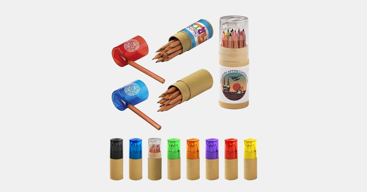 Custom Printed Colored Pencils In Tube With Sharpener with your logo ...