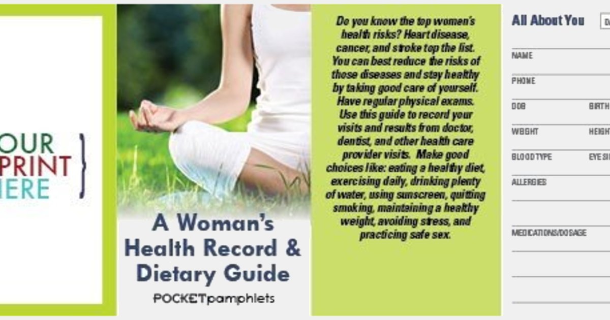 A Woman's Health Record & Dietary Guide Pocket Pamphlet USA Made with ...
