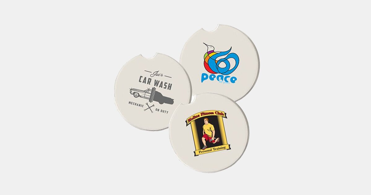 Imprinted Absorbent Stone Car Coaster 2 Pack with your logo ...