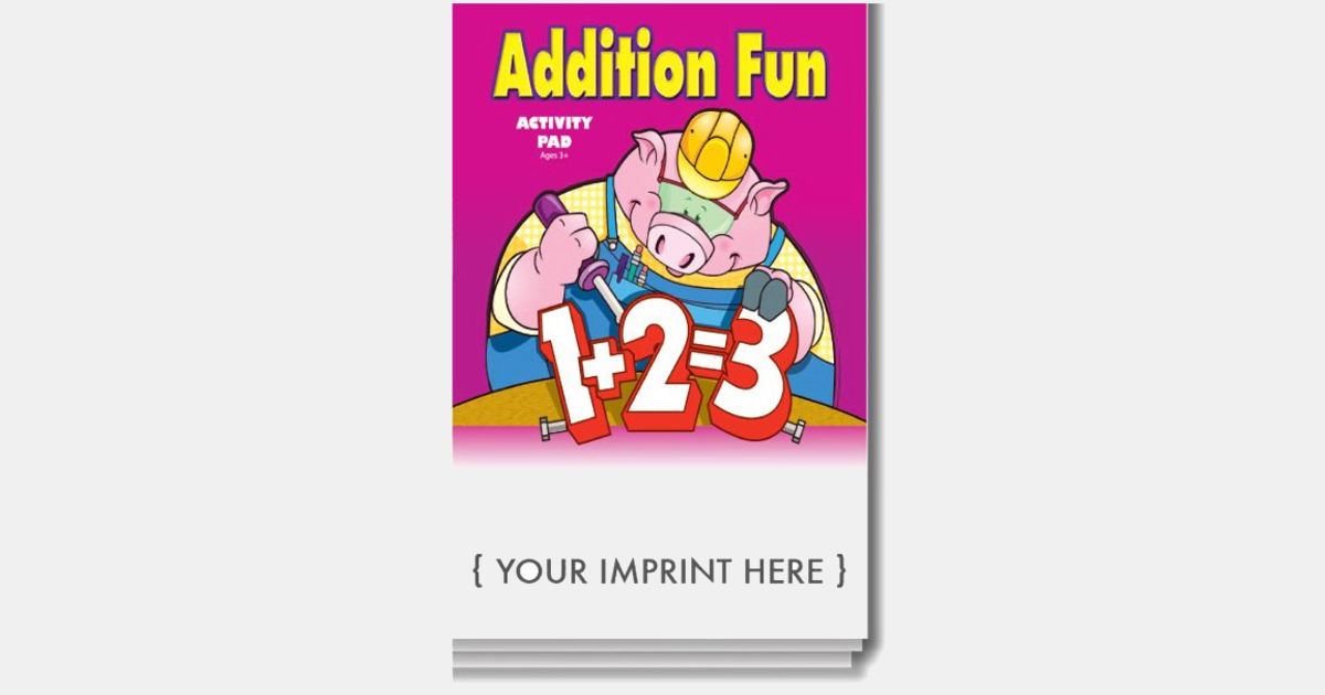 Addition Fun Activity Pad USA Made with your logo | ImprintLogo.com