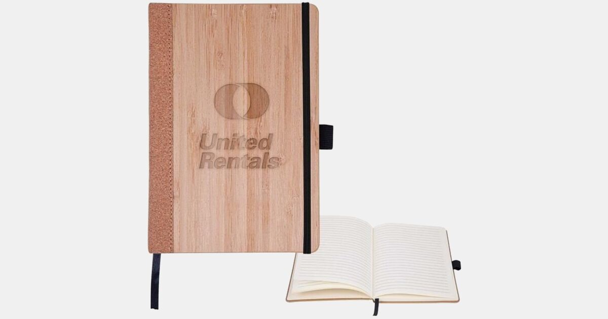 Bamboo Cover Cork Journal with your logo | ImprintLogo.com
