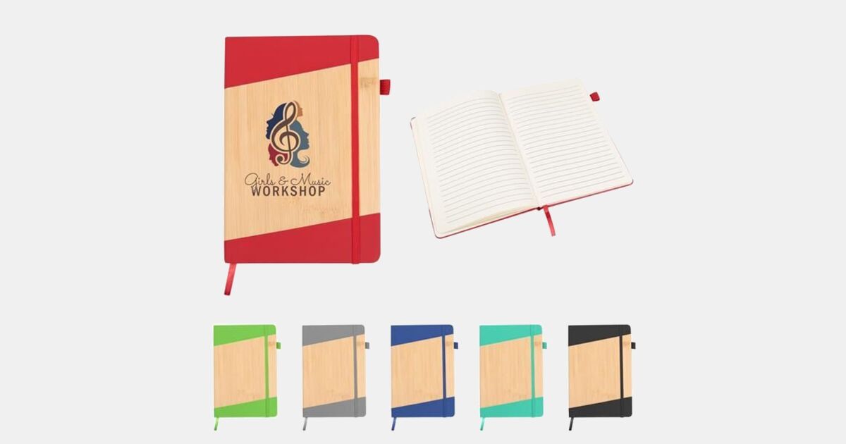 Bamboo Look Journal with your logo | ImprintLogo.com