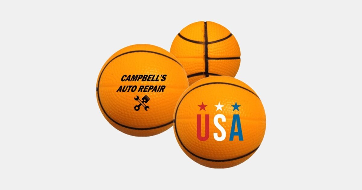 Imprinted Basketball Super Squish Stress Reliever with your logo ...