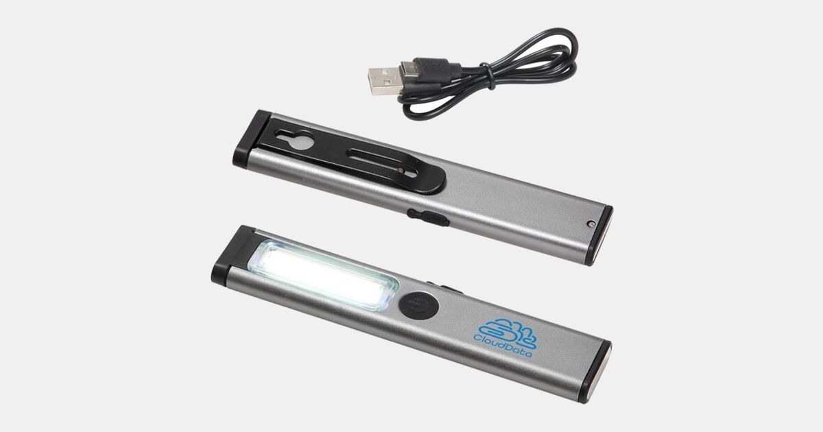 Beam Rechargeable Pocket Cob Light With Clip & Magnet with your logo ...