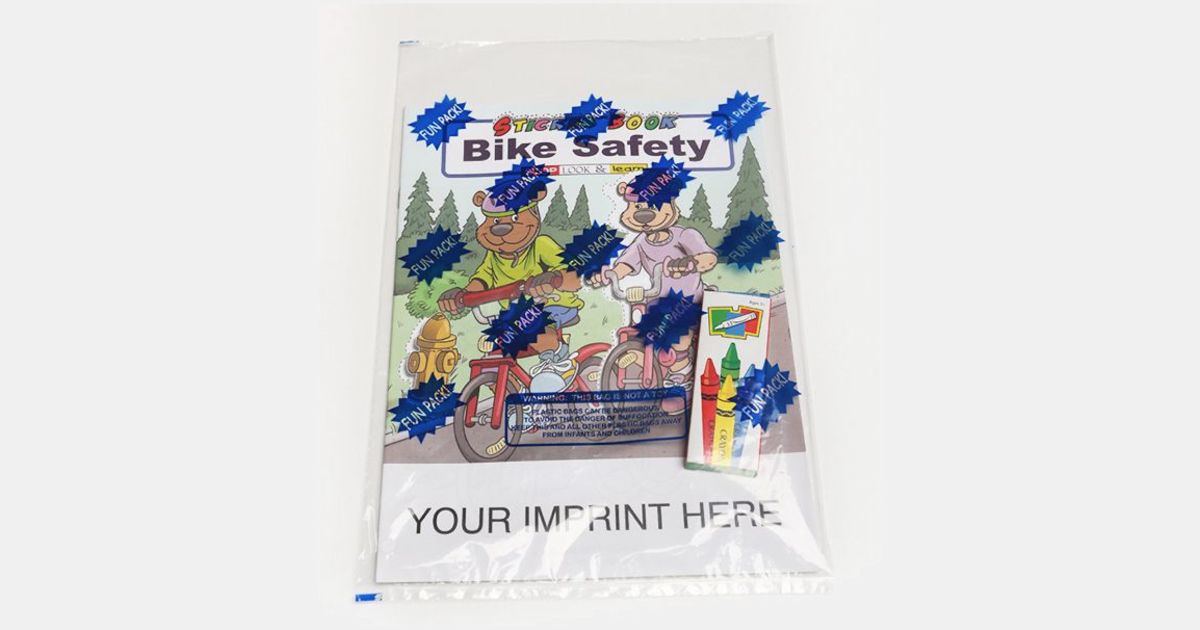 Bike Safety Sticker Book Fun Pack USA Made with your logo | ImprintLogo.com