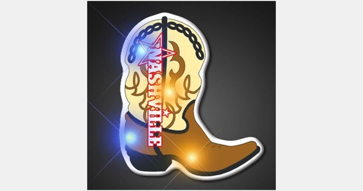 Brown Cowboy Boot Flashing LED Lights with your logo | ImprintLogo.com