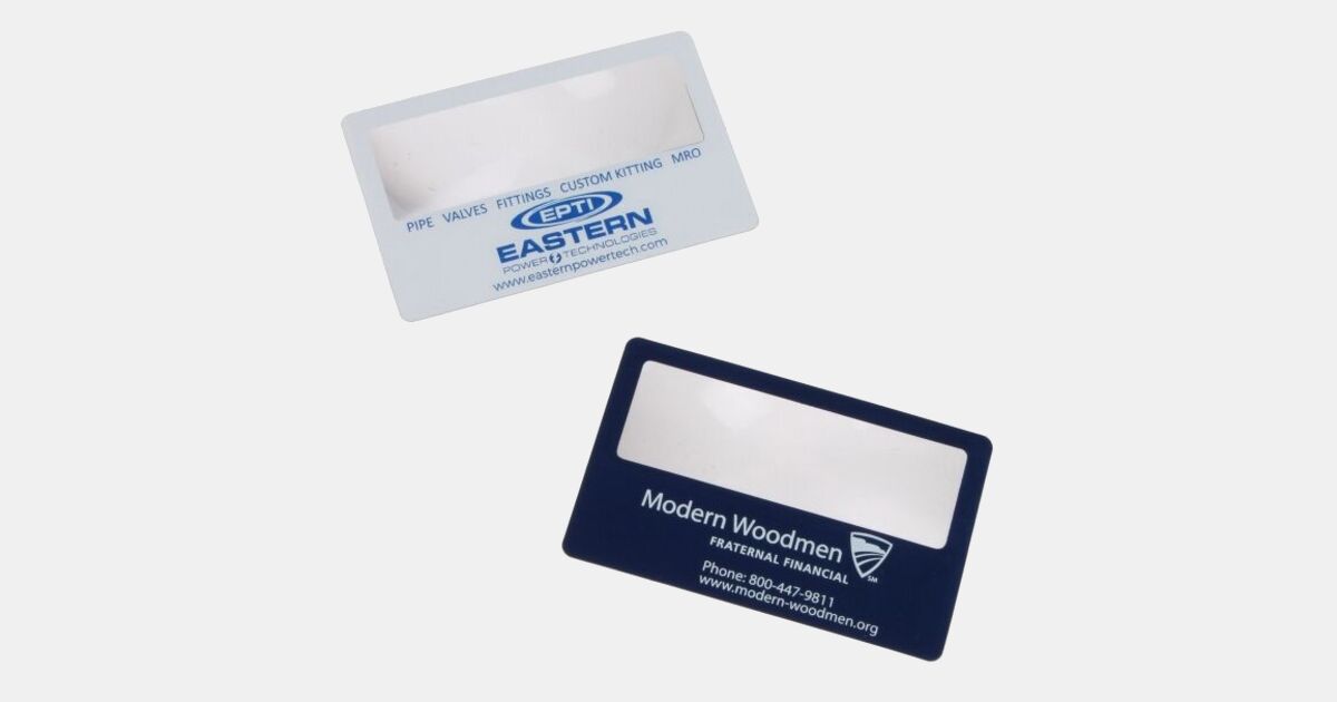 Custom Printed Business Card Magnifier with your logo | ImprintLogo.com