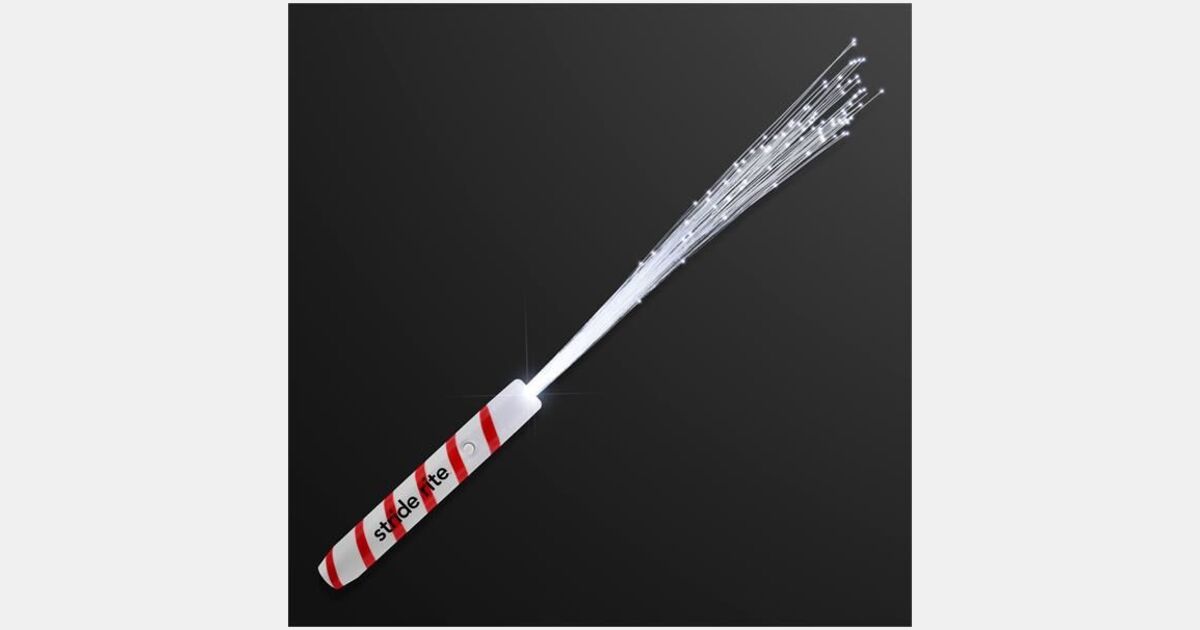 Candy Cane Wand, Fiber Optic White Lights with your logo | ImprintLogo.com