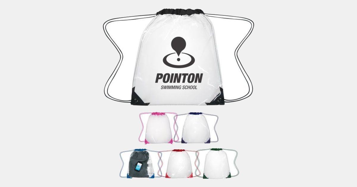 Imprinted Clear Drawstring Backpack with your logo | ImprintLogo.com