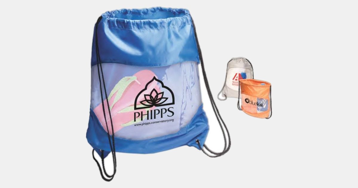 Imprinted Clear-View Drawstring Bag with your logo | ImprintLogo.com