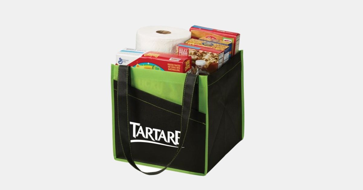 Imprinted Cube Non-Woven Utility Tote with your logo | ImprintLogo.com